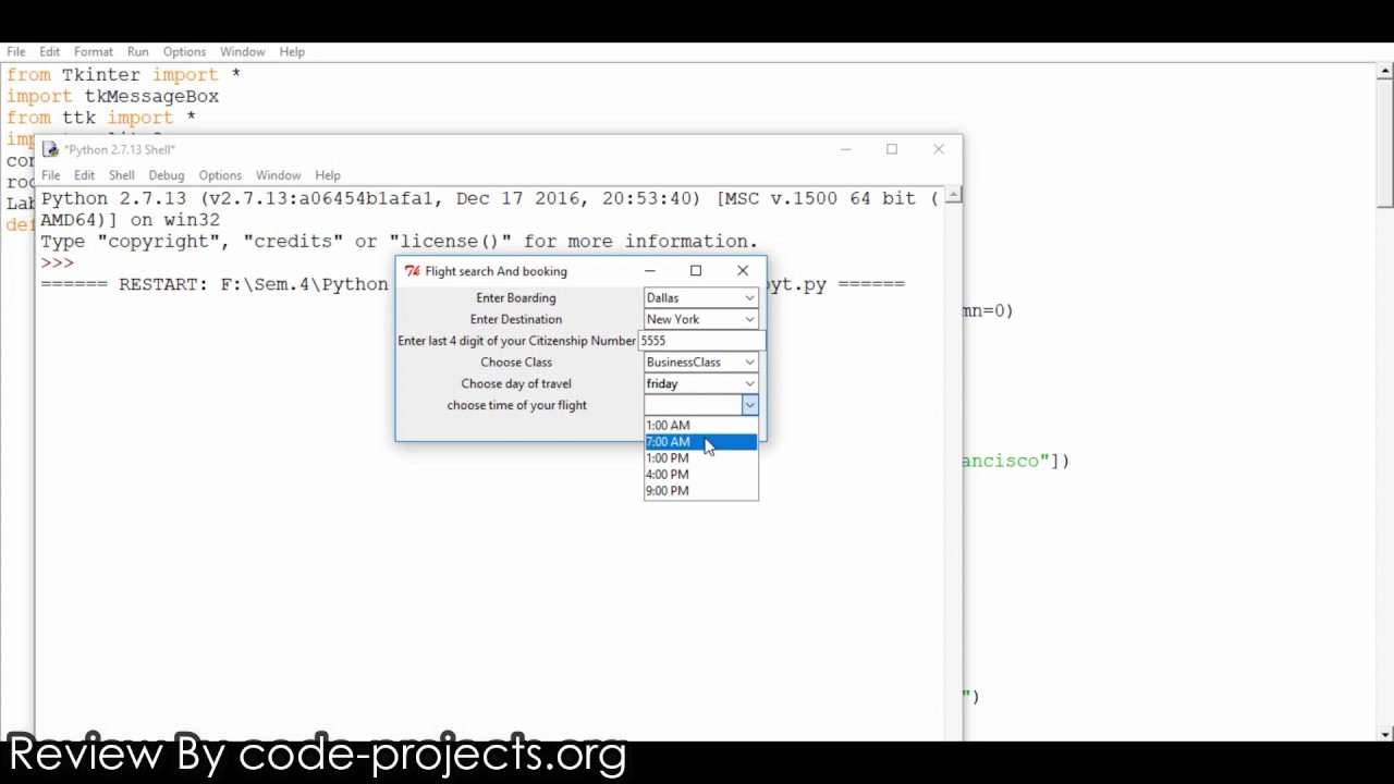 Simple Airline Booking System In PYTHON With Source Code | Source Code & Projects