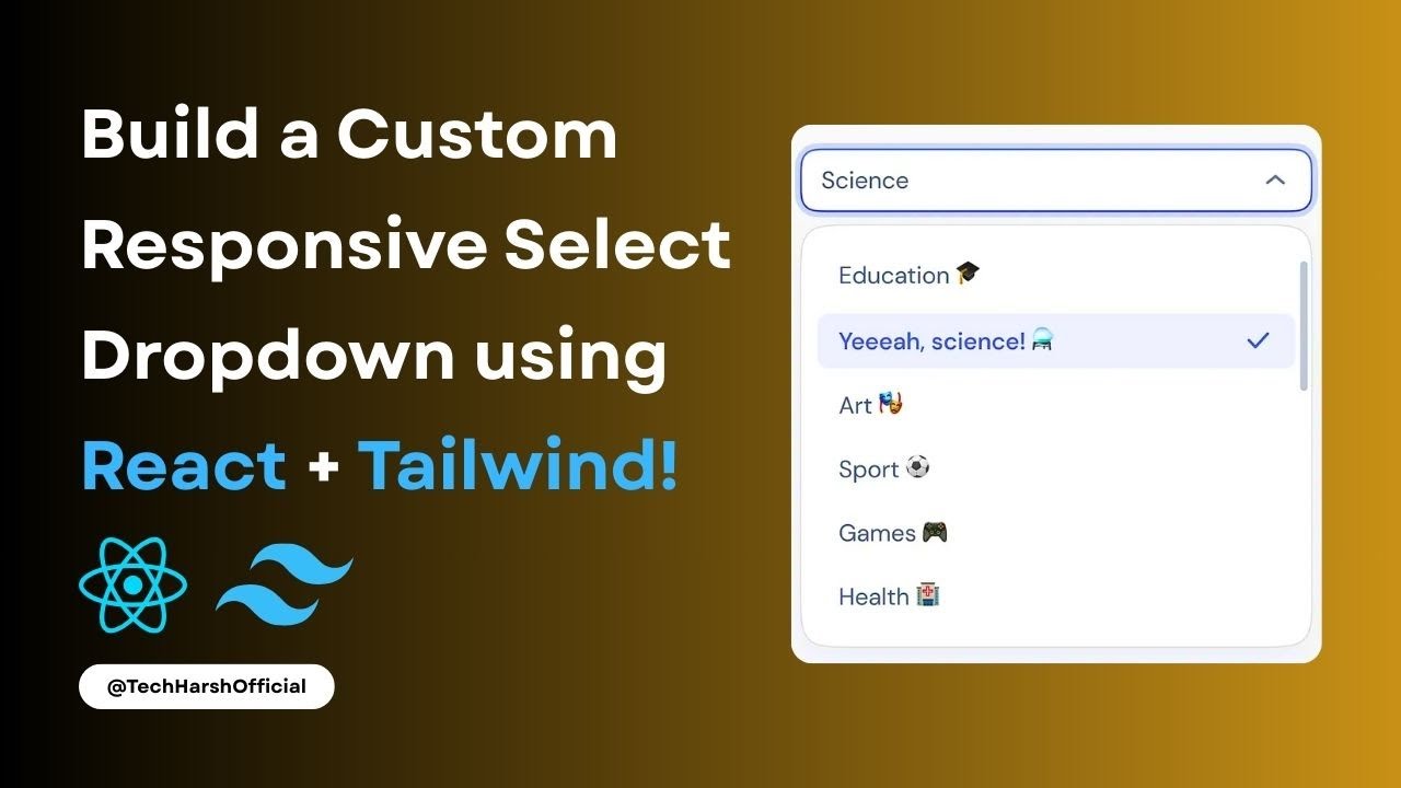 Build a Custom Select Dropdown with React & Tailwind CSS | Step-by-Step Tutorial