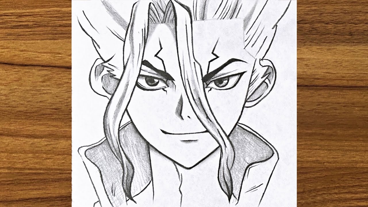 How to draw Senku Ishigami from Dr Stone || Senku drawing step by step || Easy anime drawing