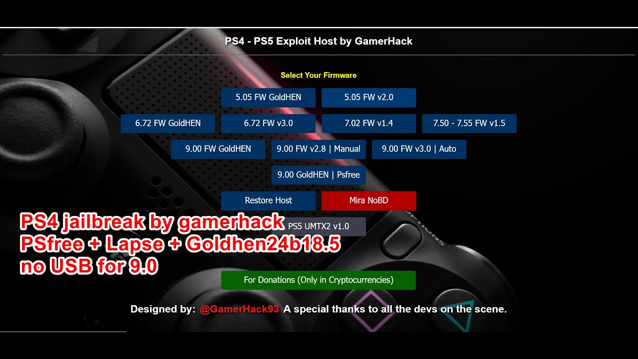 PS4 Jailbreak by gamerhack PSfree + lapse + Goldhen24B18.5 forf 9.0