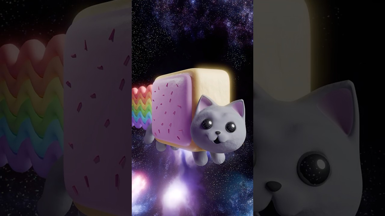 Making NYAN CAT in 3D🐈🍞🌈 #blender #3dart #memes #3d