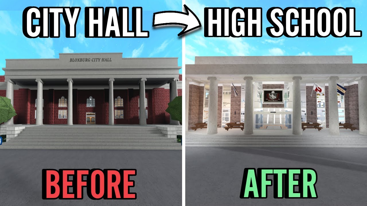 RENOVATING BLOXBURG CITY HALL INTO A HIGH SCHOOL | roblox