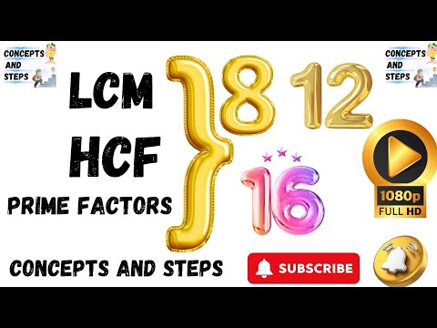 LCM of 8 12 16 by prime factorization in Urdu and Hindi | HCF of 8 12 16 | prime factors 8 12 16