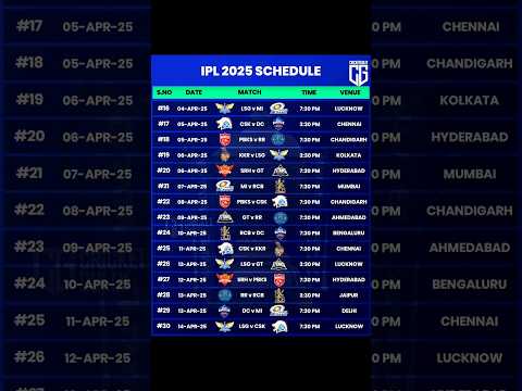 IPL 2025 Schedule #shorts #ipl2025 #rcbvsmi #iplshedule