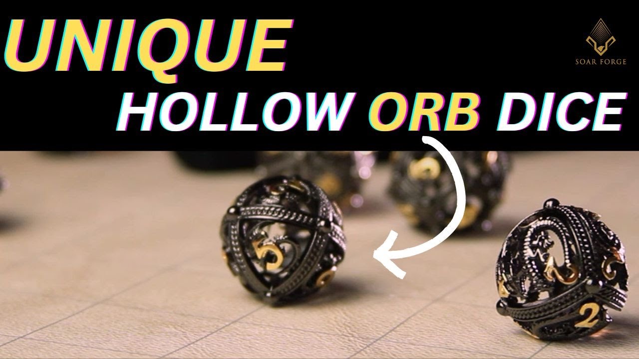 Unique Hollow Metal Dice Set - Stunning Dragon Design for TTRPG Adventures