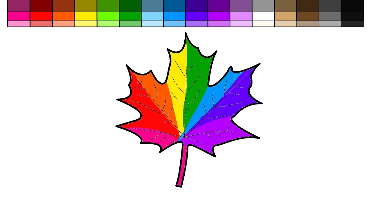 Learn Colors for Kids and Color Autumn Maple Leaf Coloring Pages