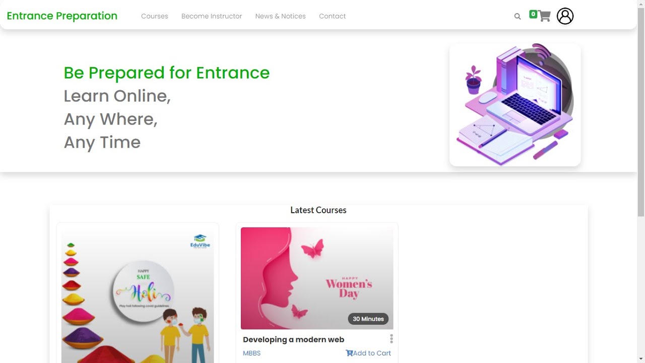Entrance Preparation | E-learning website using Django | Softwarica College | Coventry University