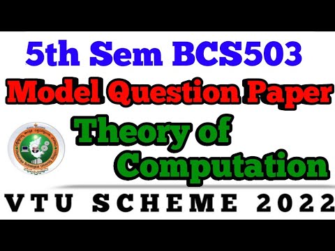 π₯5th SEM THEORY OF COMPUTATION MODEL QUESTION PAPER BCS503 #vtu #questionpaper #viral