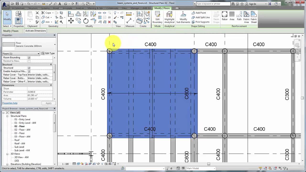 Placing Beam Systems and Structural Floors