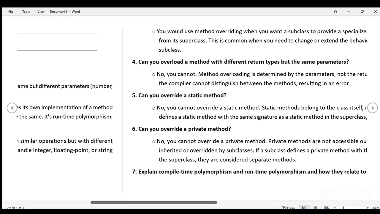 Java Interview questions and answers about Method Overloading and Method Overriding