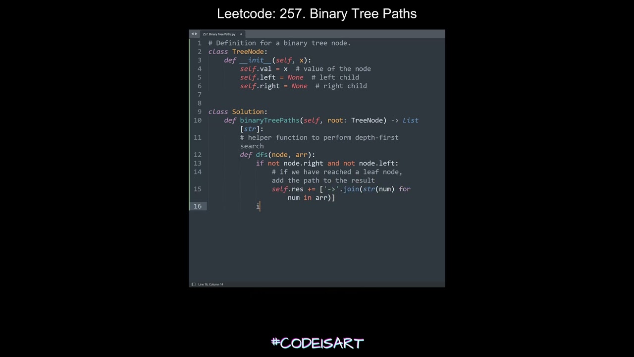 Leetcode 257. Binary Tree Paths in Python | Python Leetcode | Python Coding Tutorial | Python ASMR