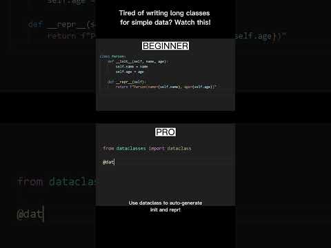 Say Goodbye👋to Boilerplate Code with Python DataClass #programming #coding #shorts #trending #python