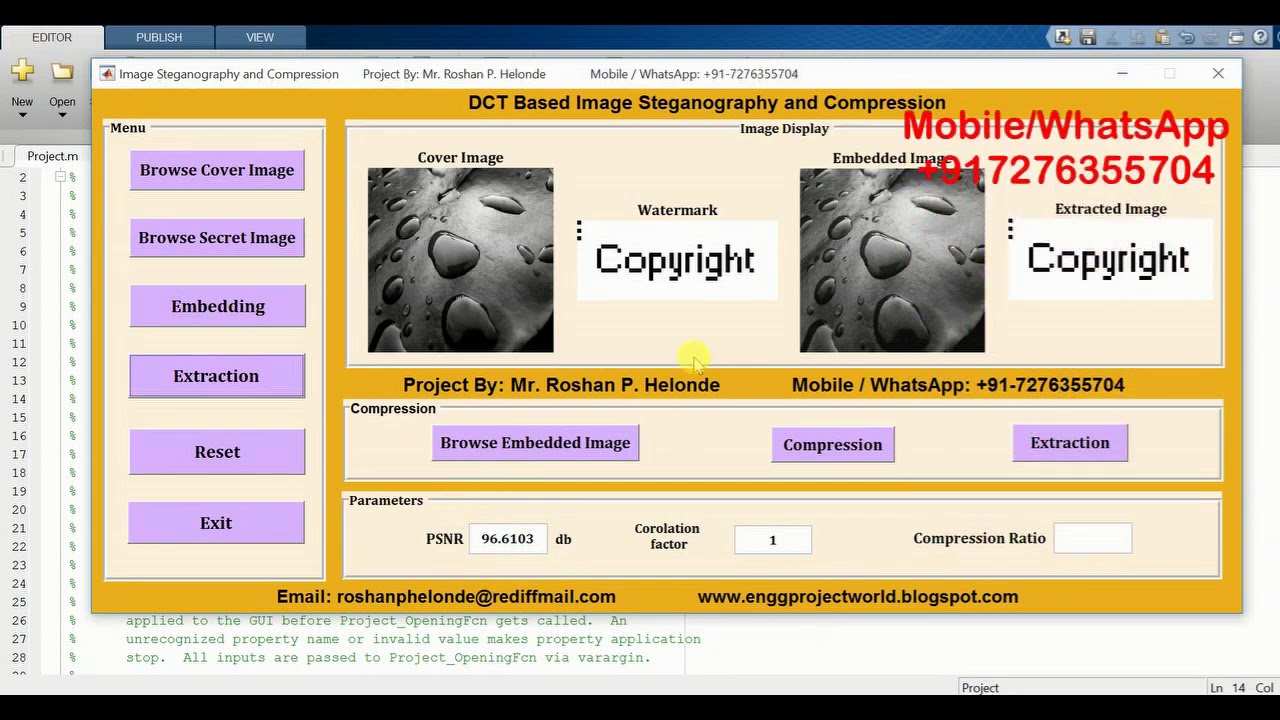 Matlab Code for Image Steganography & Compression Using DCT Matlab Project With Source Code