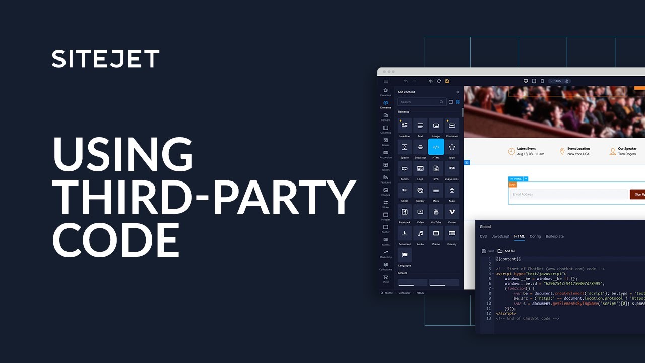 Sitejet - Using Third Party Code