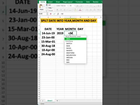 How to Split Date into Year, Month and Day in Excel | Advanced Excel Tricks #Shorts