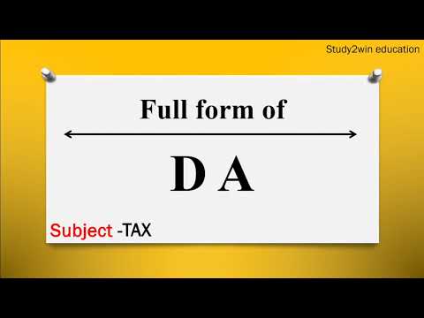 DA ka full form | Full form of DA in English | Subject - TAX