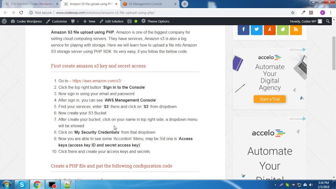Amazon S3 file upload using PHP SDK
