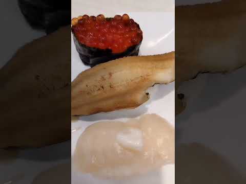 Best selling Menu Sushi restaurant Variety of sushi in on plate #ikura #maguro #shrimp #scallops