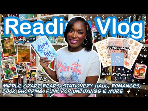 2 hr READING VLOG 🍒✨ stationery haul, middle grade reads, book shopping, funko pop unboxings, + more
