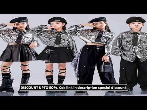 Children Hip Hop Jazz Dance Clothing Girls Kpop Stage Outfit Boys Street Dance Stage Wear Silver Shi