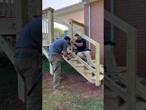 Time for some handrails on the steps! #construction #framing #carpentry #porch #viral
