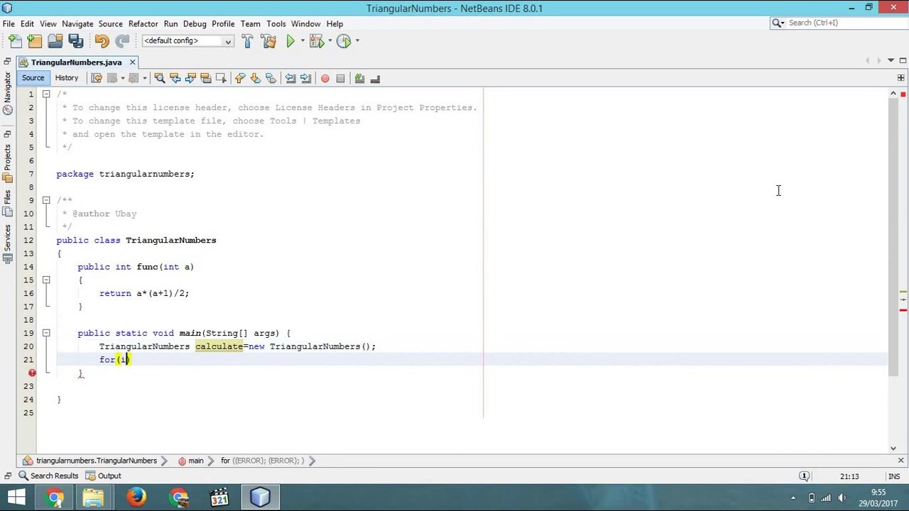 Java Function Example to Determine Triangular Numbers