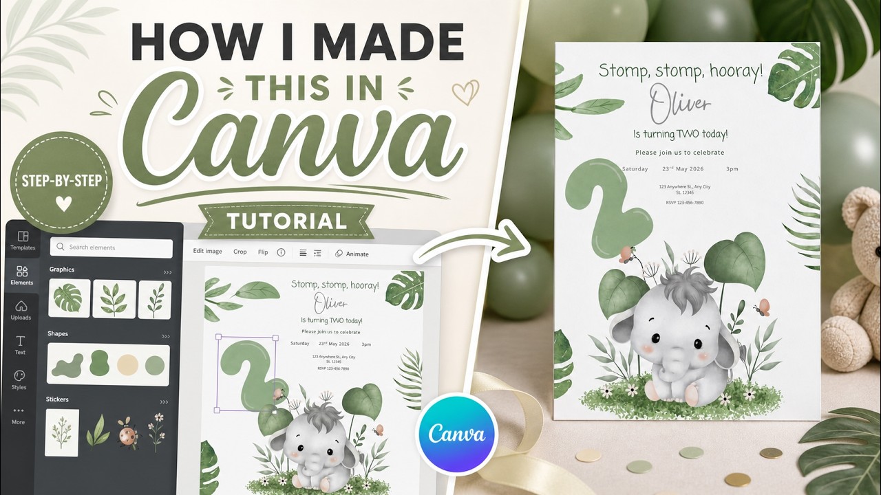 How to Create a Printable Birthday Invitation in Canva for Beginners