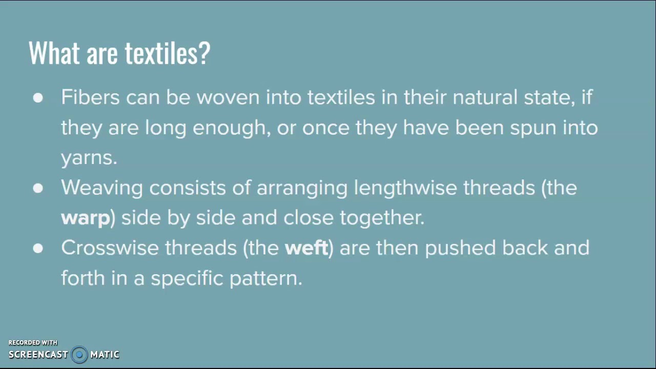 Forensic Science: Ch. 4 Lecture 1 Fibers, Yarns, and Textiles