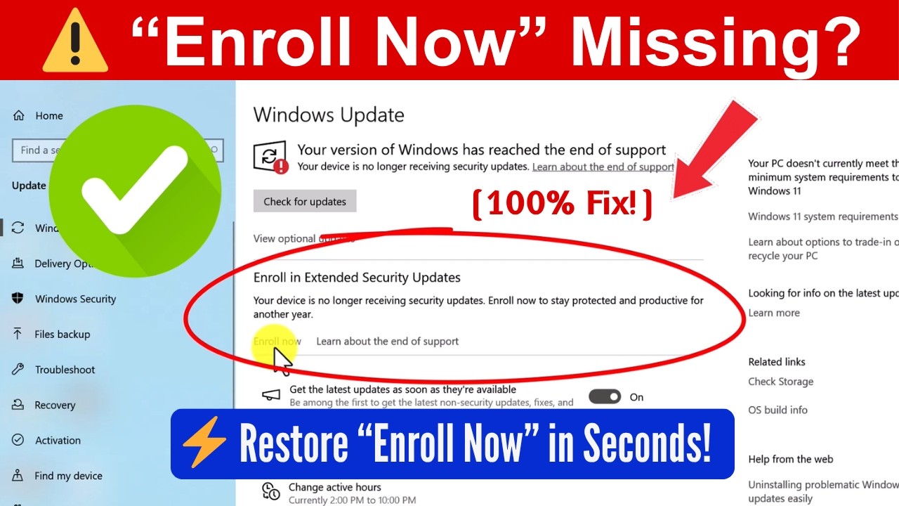 “Enroll Now” Option Missing in Windows 10? Here’s How to Fix It Fast! 💻⚡