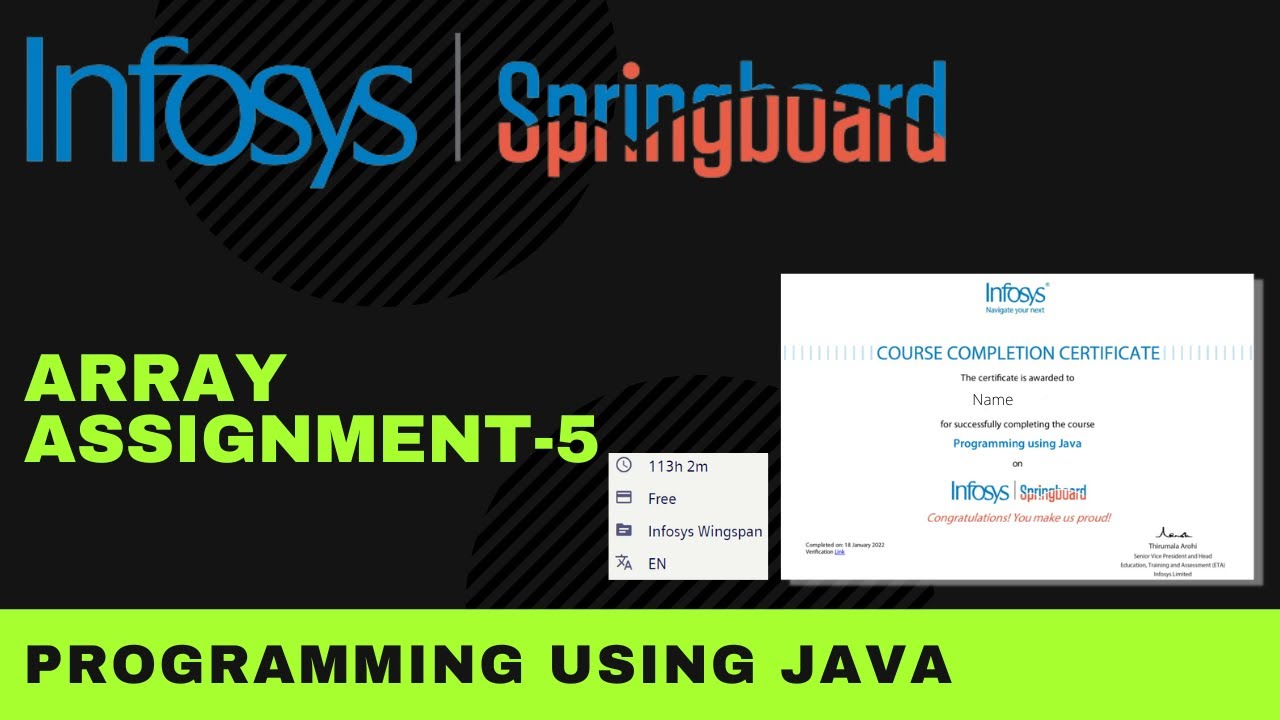 Array Assignment 5 | Programming Using Java | Infosys Springboard