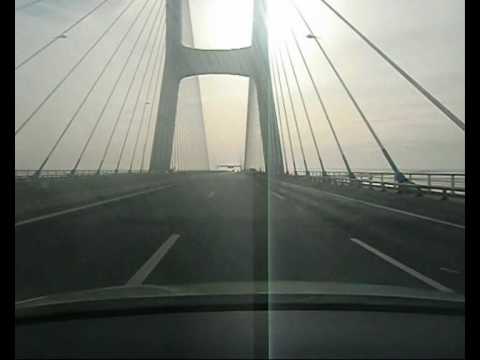 crossing Vasco da Gama Bridge, Lisbon, Portugal