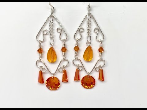 Facebook Live 7/5 Tangerine Swarovski Wire Dangle Earrings