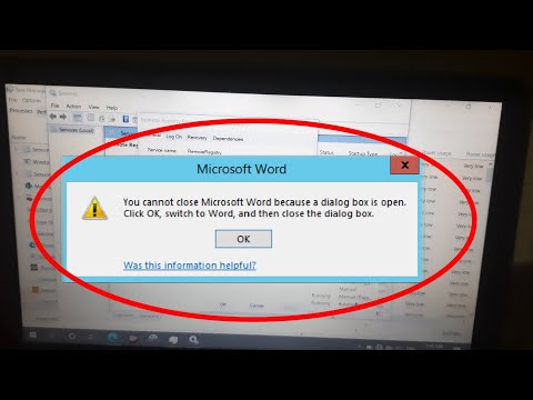 Pc Fix You cannot close Microsoft Word because a dialog box is open click ok Switch to word, Problem