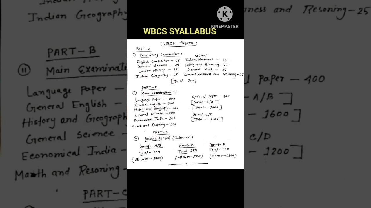 WBCS Syllabus and question pattern 💯#wbcs #question pattern #syllabus of WBCS #shorts