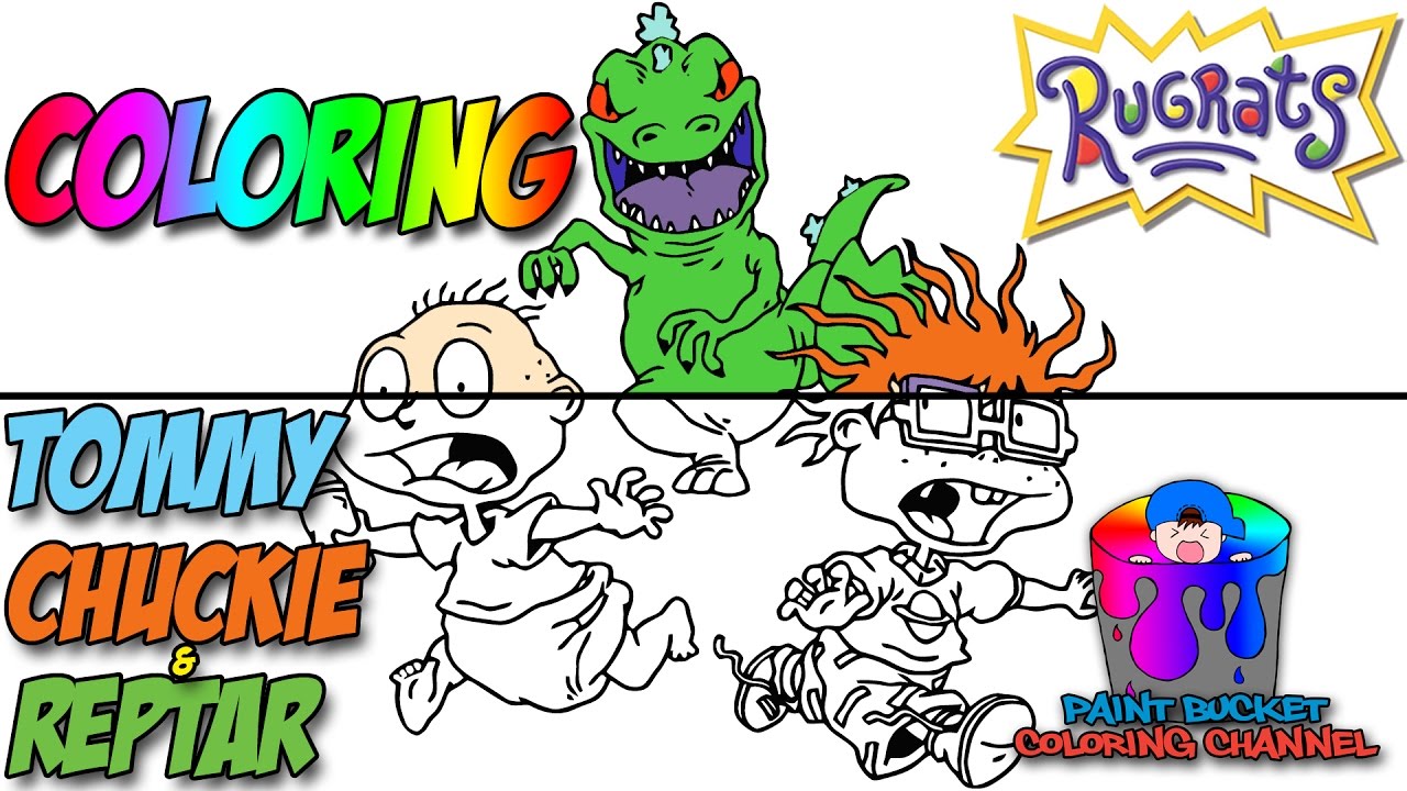 How to Color Tommy Pickles, Chuckie Finster and Reptar - Nickelodeon's Rugrats Coloring Page