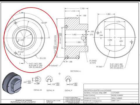 How to Read engineering drawings and symbols tutorial - part design