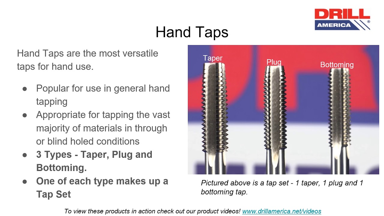 Taps and Dies - Drill America Tool School
