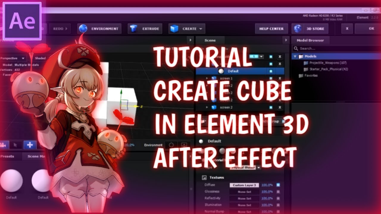 TUTORIAL AMV AFTER EFFECT (CREATE CUBE IN ELEMENT 3D)