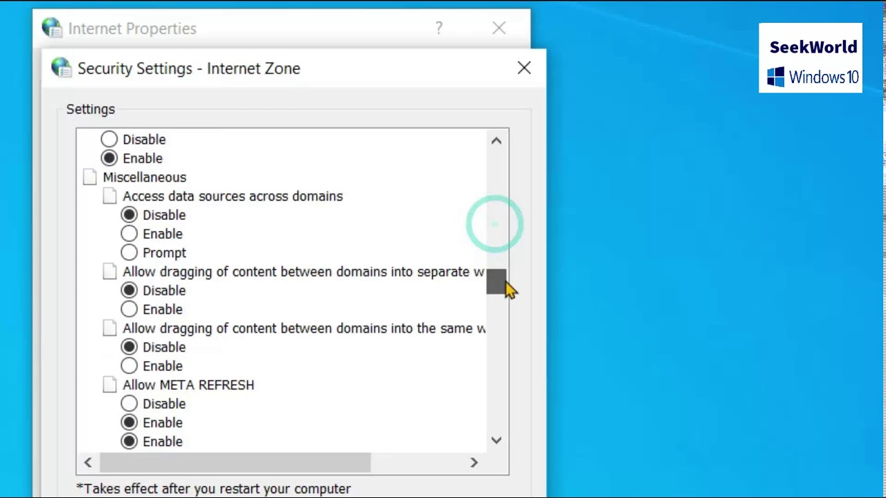 How to Disable or Enable  JavaScript in Internet Explorer in Windows 10?
