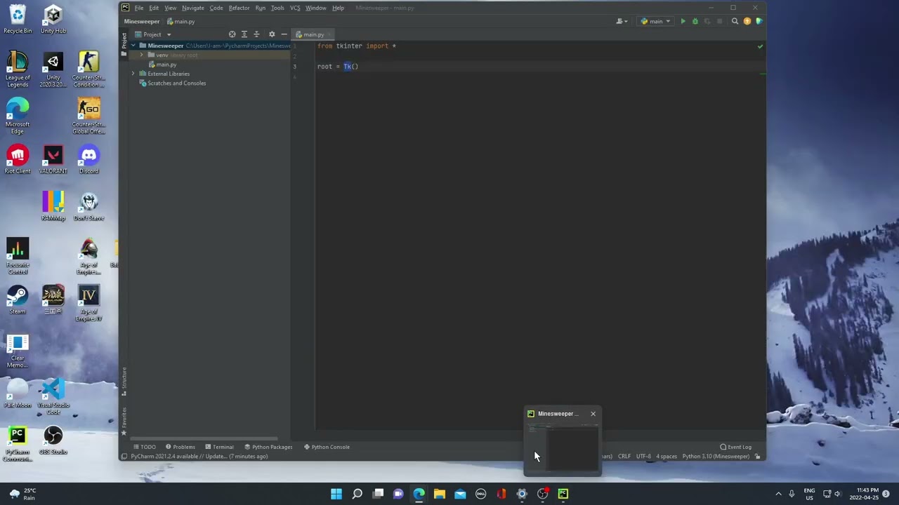 Creating Minesweeper in Python pt. 1