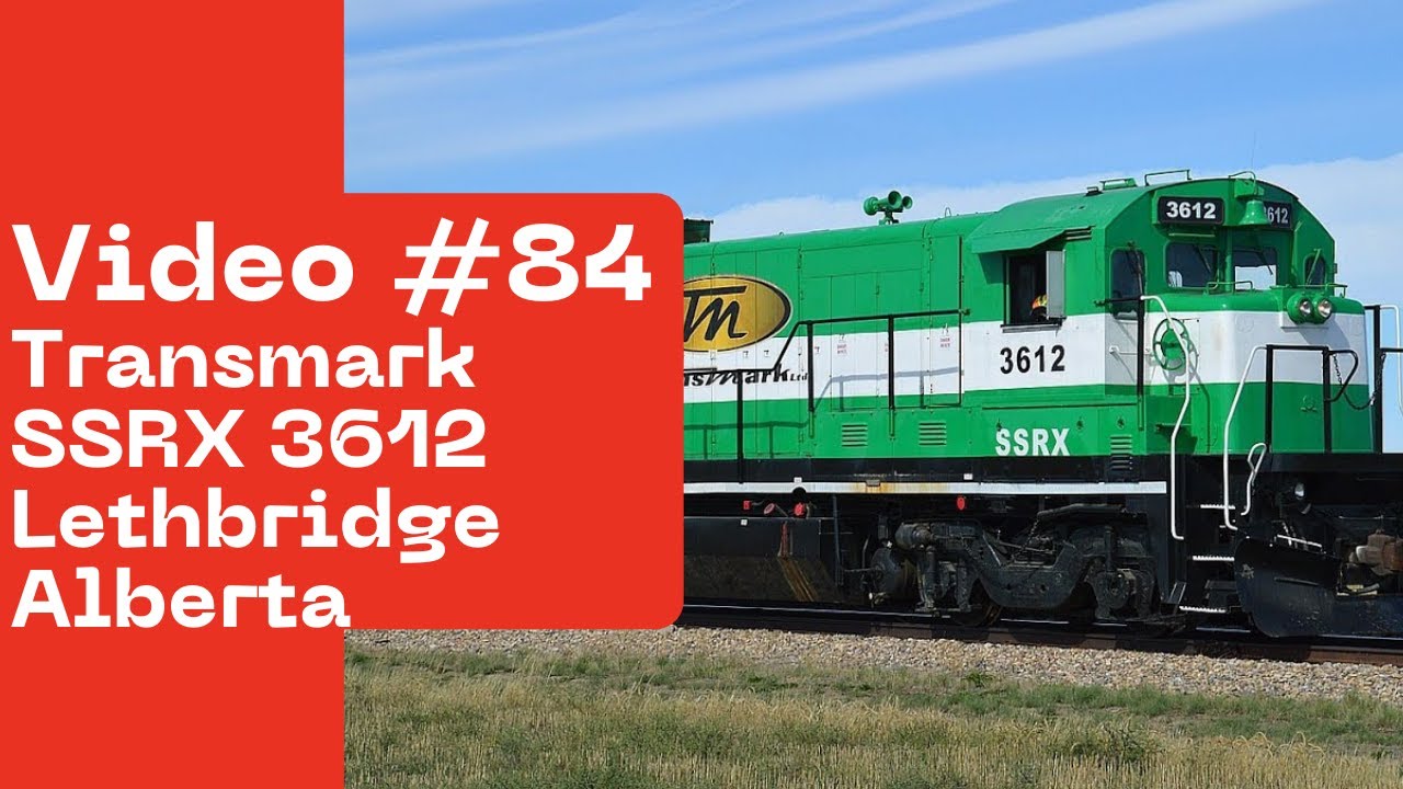 Striking Green & White TRANSMARK SSRX 3612 Built 1980 ex ATSF seen outside of Lethbridge Alberta