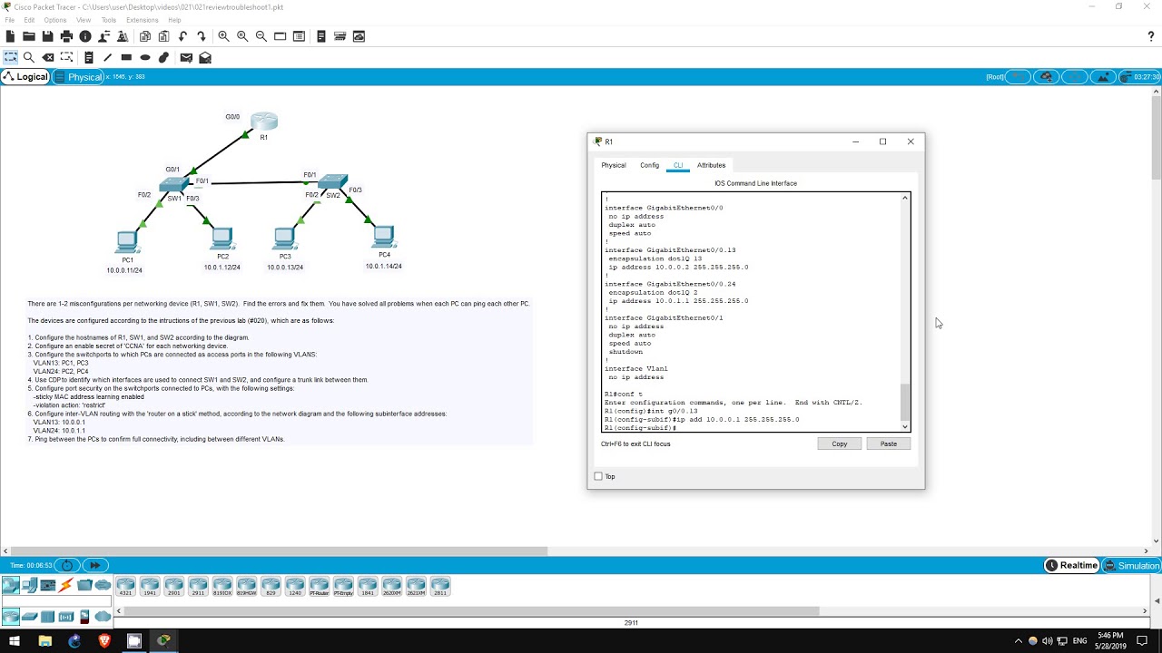 FREE CCNA Lab 021: Review Troubleshooting Lab 1