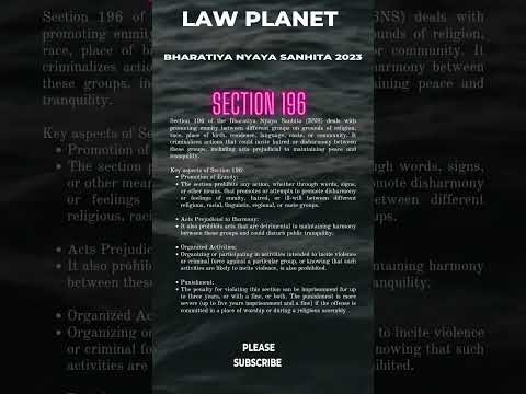 Section 196 (Bharatiya Nyaya Sanhita, 2023) #law #legalseries #indialegal #news #indianlawupdates