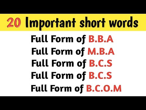 Full Form Of BA, MA, B.Sc, M.SC, BBA, MBA, BSC, MBBS || Gk Important full From ||