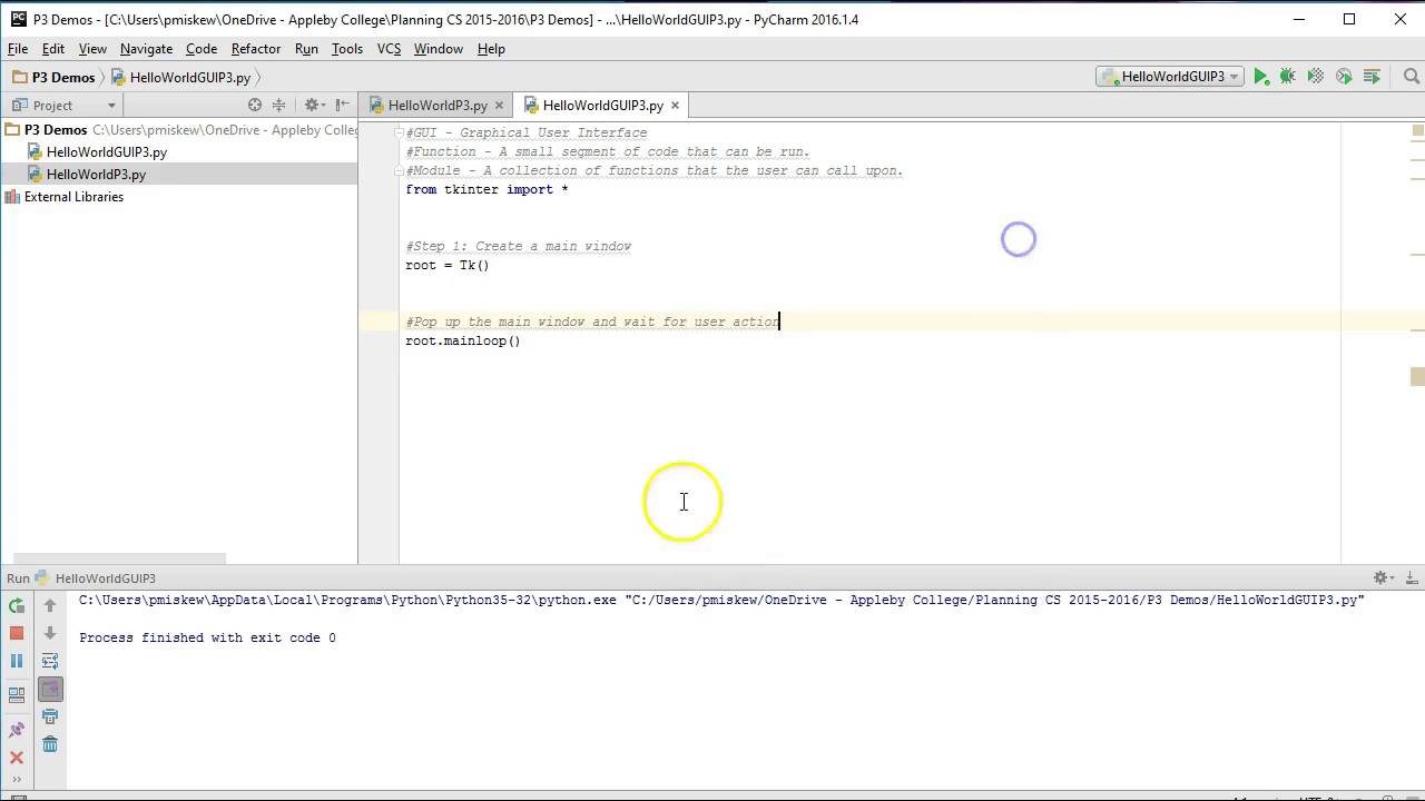 The Basics - Python 3: Hello World GUI