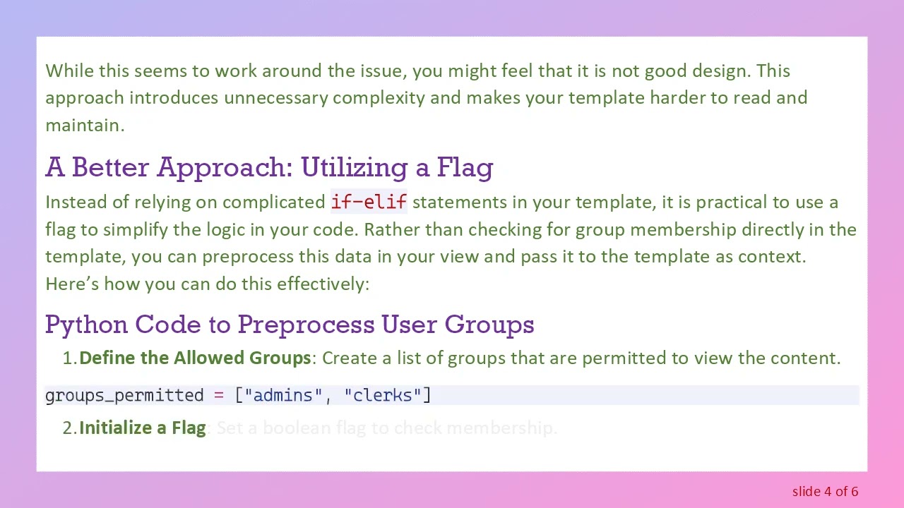 Solving Django Jinja Conditional Statements: The Right Way to Render HTML Based on User Groups
