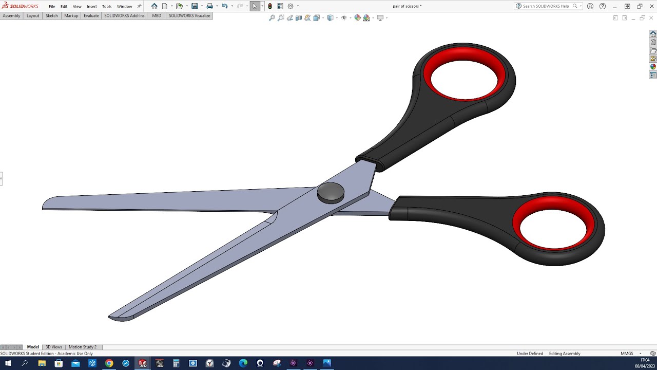 Model, assemble and animate scissors  in Solidworks!