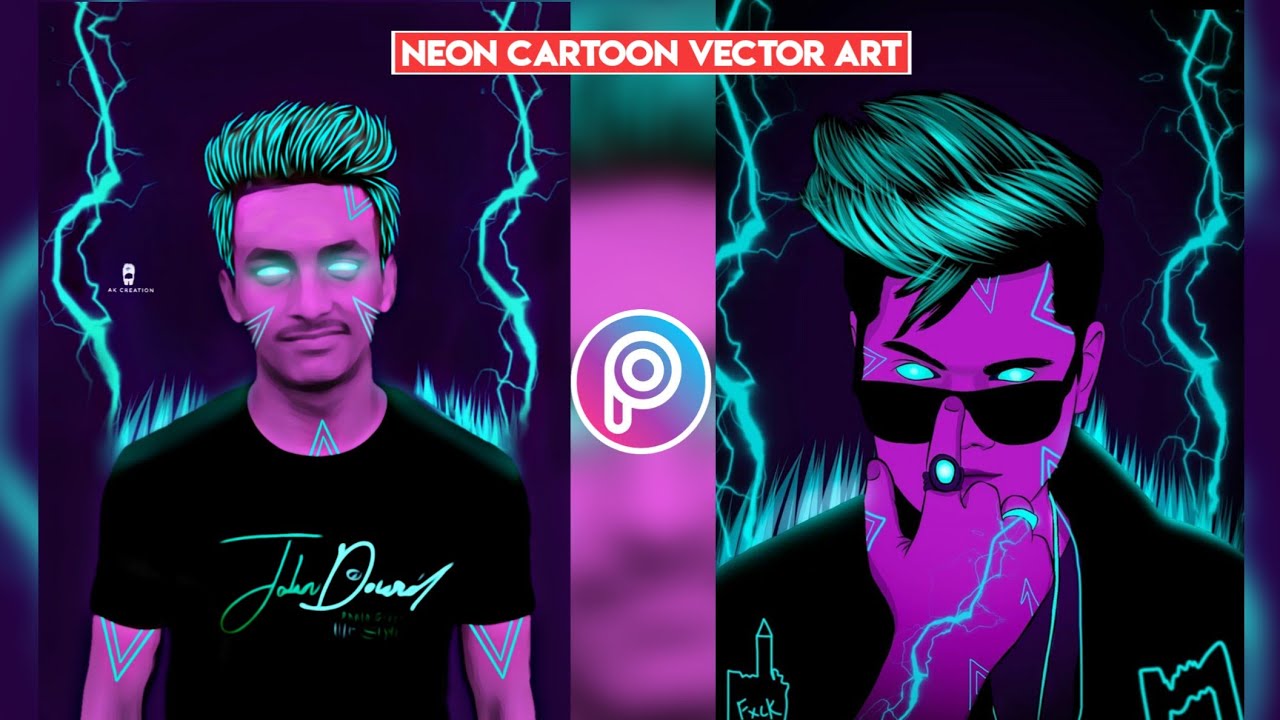 Picsart Neon Cartoon Vector Art Photo Editing Concept || Cartoon Vector Art Photo Editing 2020