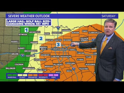 DFW Weather | Golf ball-sized hail, 60-70 mph winds expected Saturday afternoon