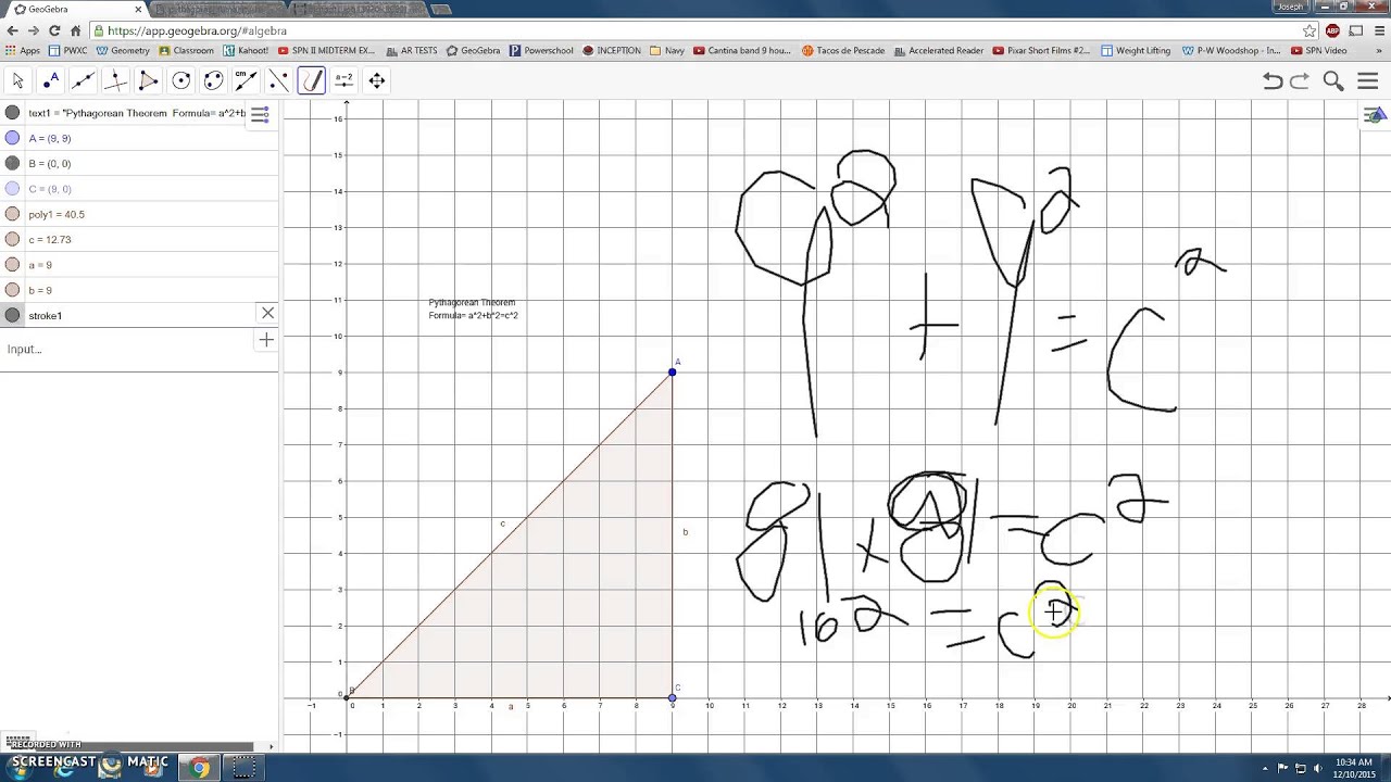 How to do the Pythagorean Theorem on Geogebra